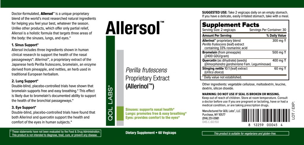 QOL ALLERSOL $32.95 PULSE NUTRITIONAL 60 Capsules – Pulse Nutritional